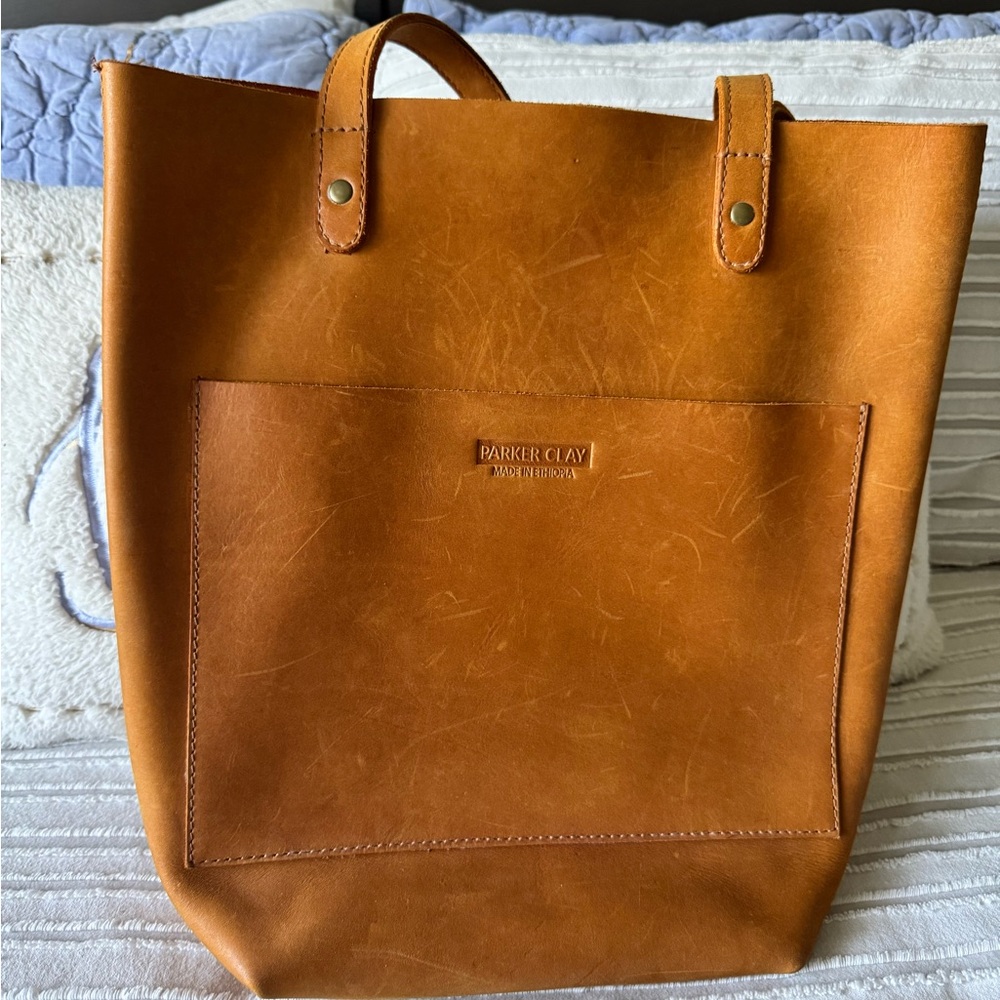 Parker Clay Rich Brown Leather Tote - Gem